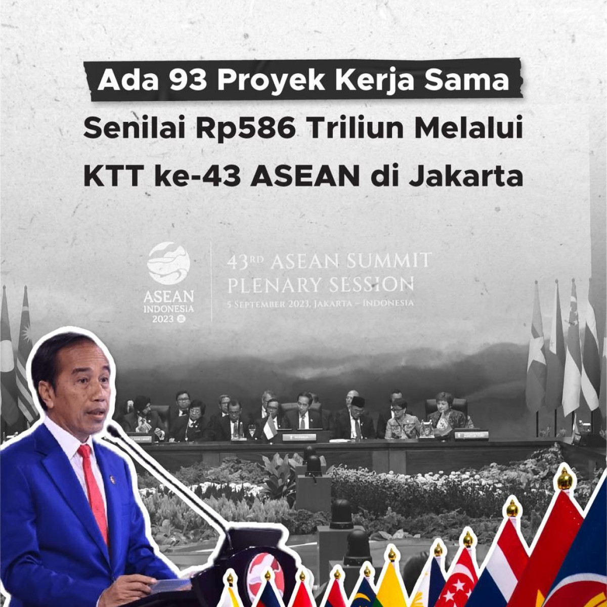 Ada 93 Proyek Kerja Sama Senilai Rp586 Triliun Melalui KTT ke-43 ASEAN - GoodStats
