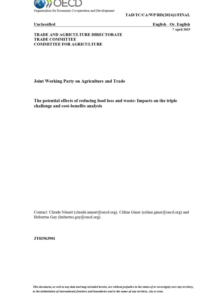 The potential effects of reducing food loss and waste: Impacts on the ...